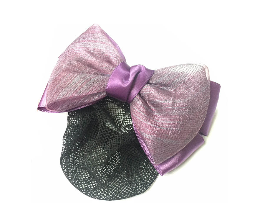 Ribbon Hair Net with Clip - Purple