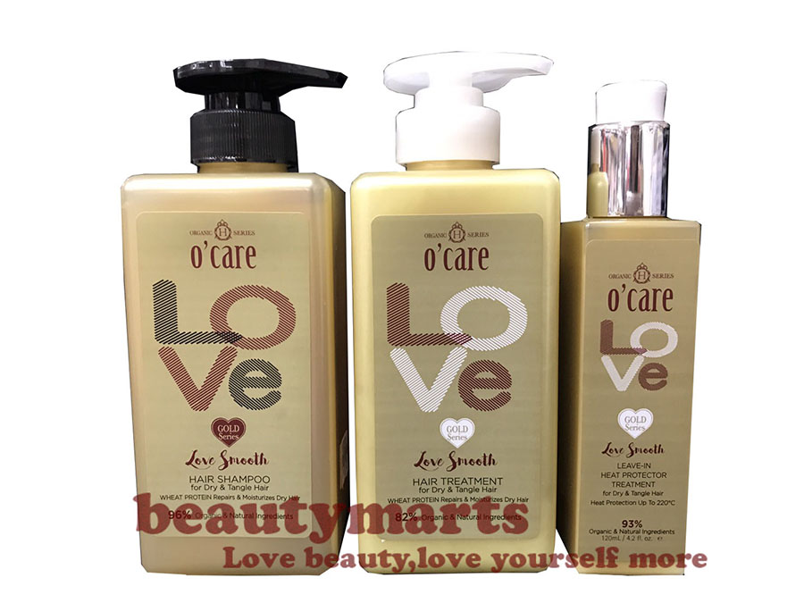O'CARE Love Smooth Hair Shampoo + Treatment + Heat Protector (For Dry ...